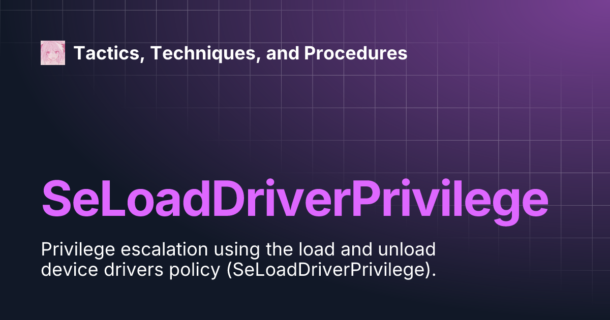 SeLoadDriverPrivilege | Tactics, Techniques, and Procedures