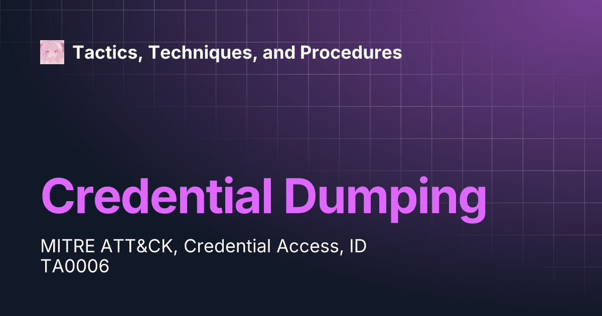 Credential Dumping | Tactics, Techniques, and Procedures